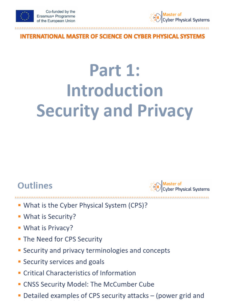 MS@CPS Security and Privacy - Part 1 Introduction - Security and Privacy | PDF