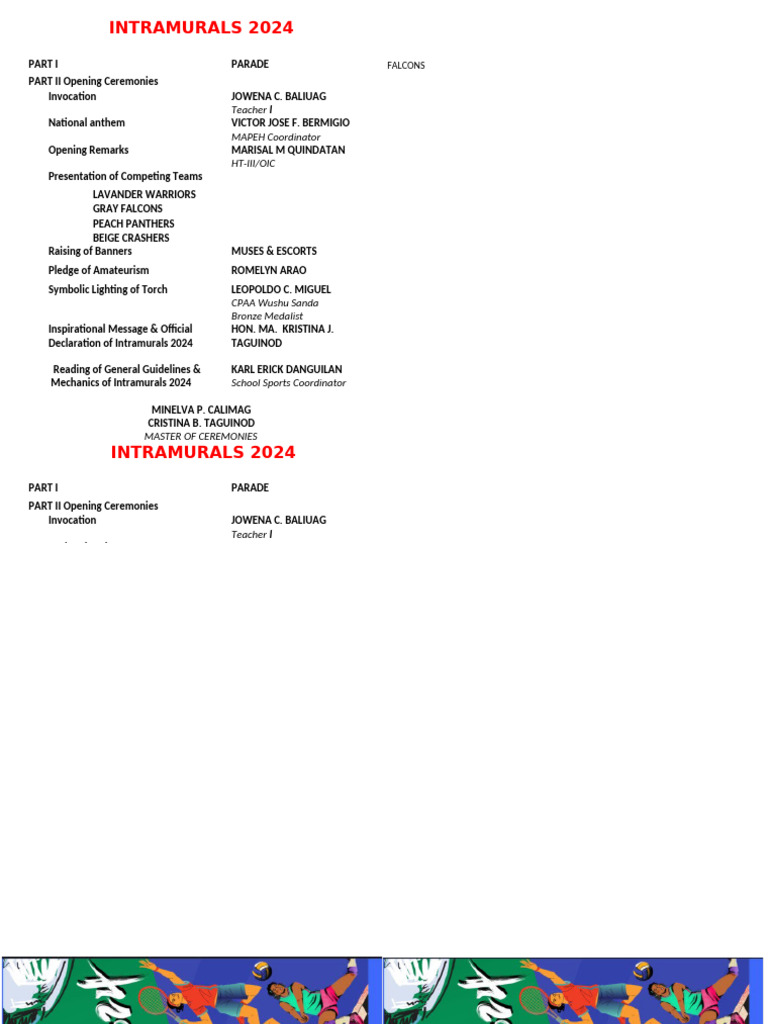 Intrams 1st Day | PDF