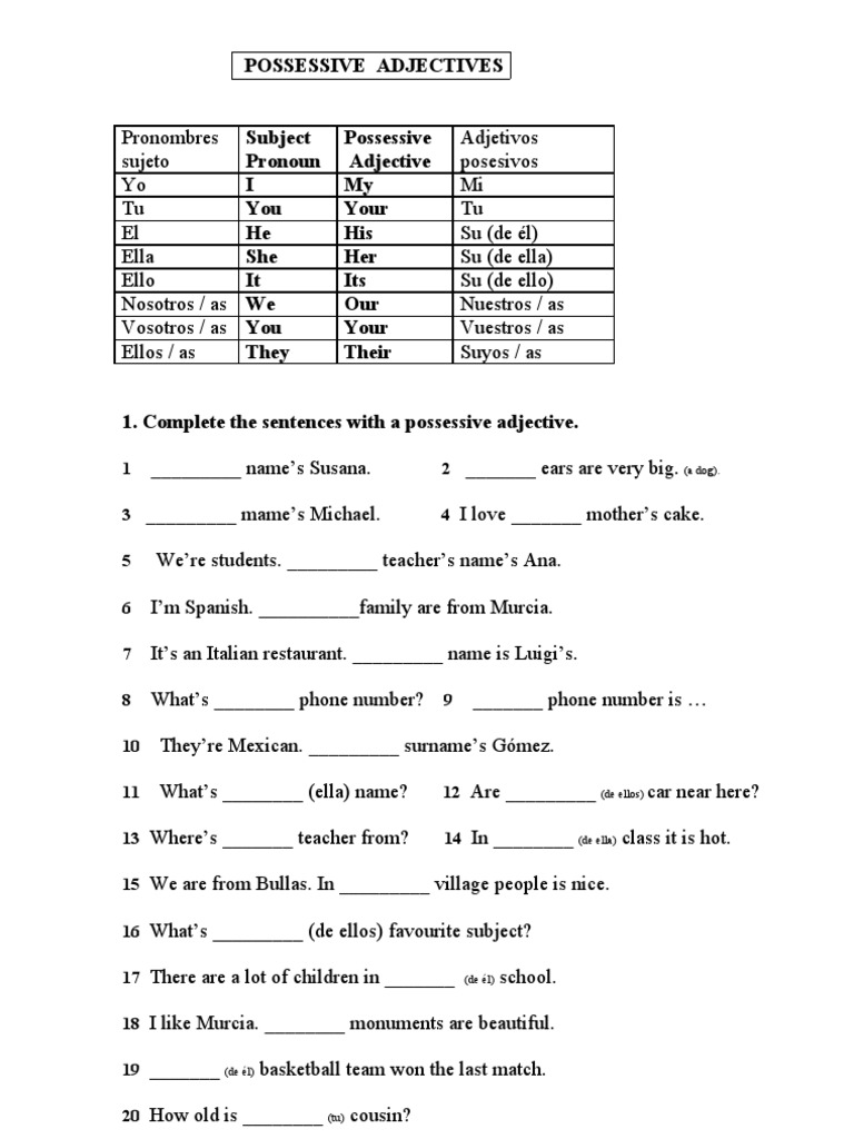 Possessive Adjectives and Present Simple | PDF | Morphology | Rules