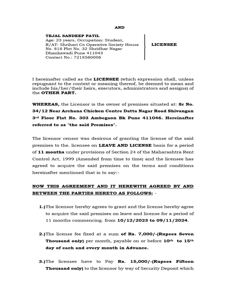 Patil | PDF | License | Lease