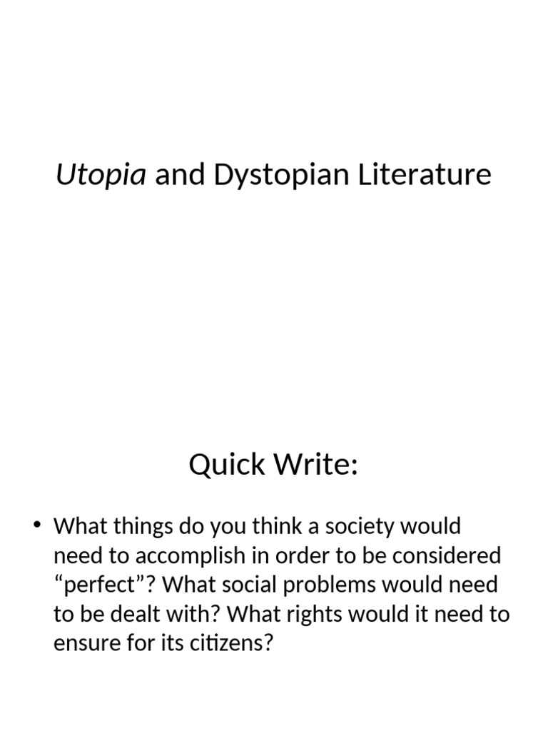 Utopia and Dystopian Literature | PDF