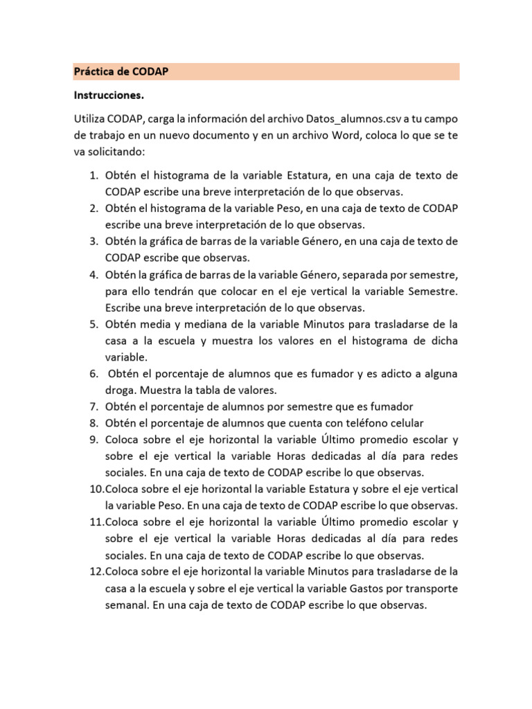 Práctica CODAP | PDF