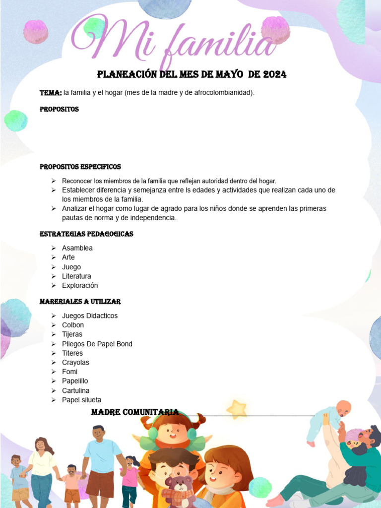 Planeacion Mayo La Familia y El Hogar | PDF