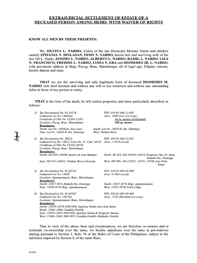 Extrajudicial Settlement of Estate | PDF