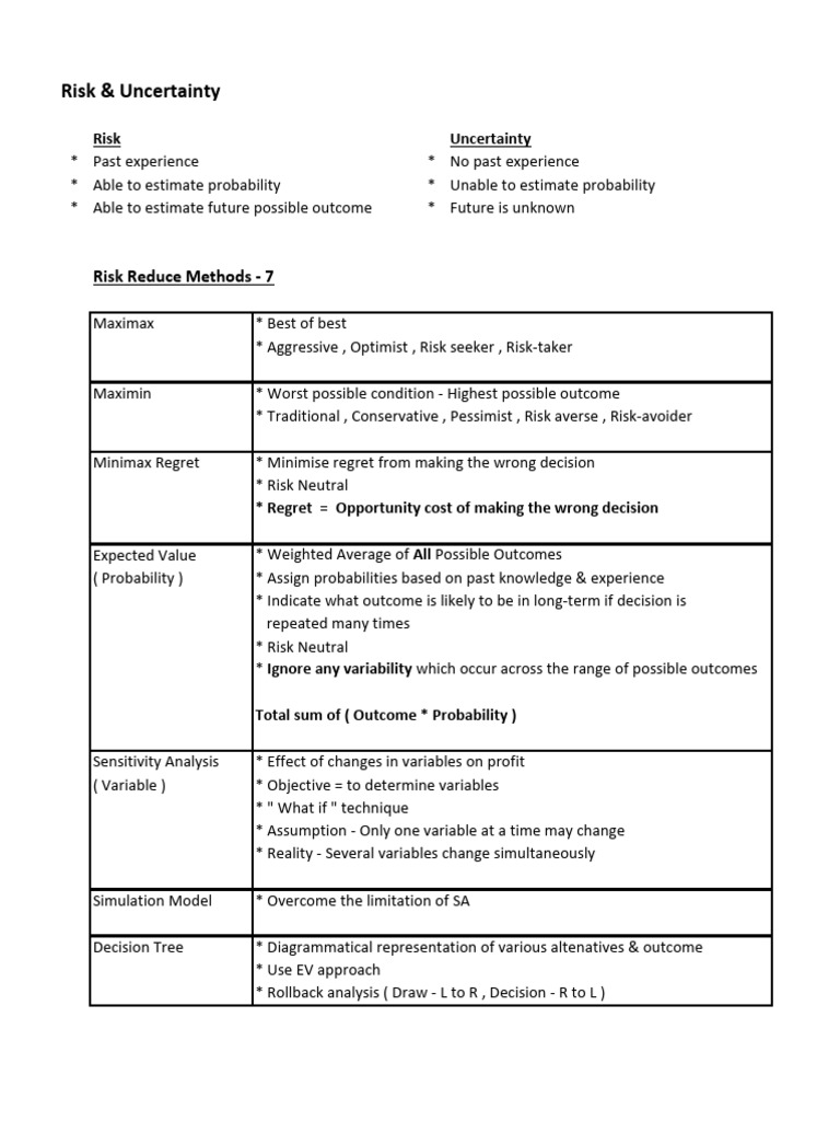 Note - Risk & Uncertainty | PDF