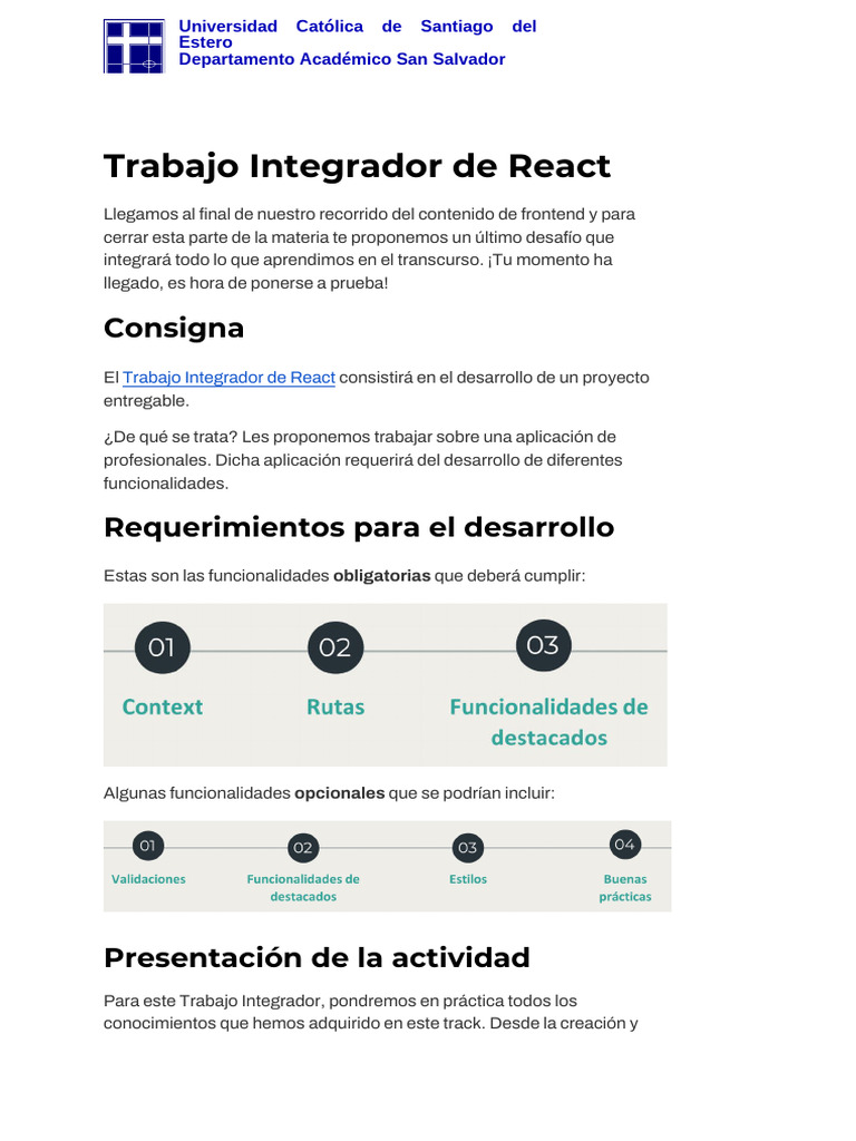 Trabajo Integrador React Ucse Pdf