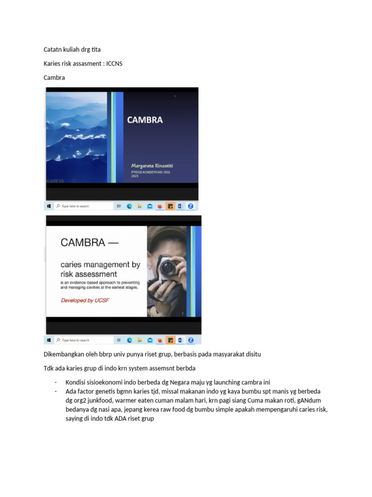 Catatn kuliah drg tita 13 nov 23 | PDF