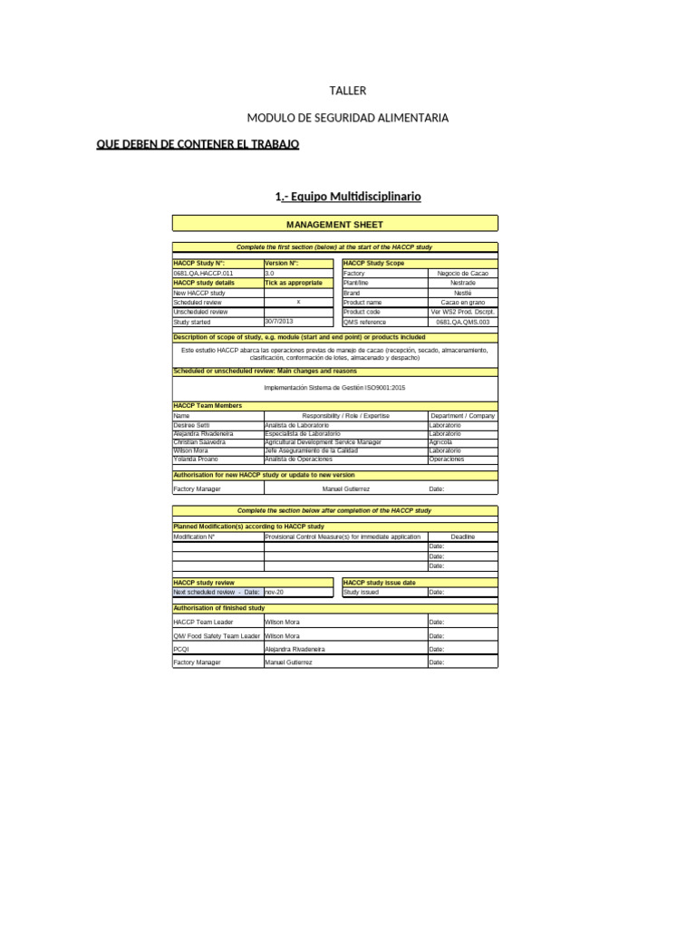Taller Haccp 2024 | PDF