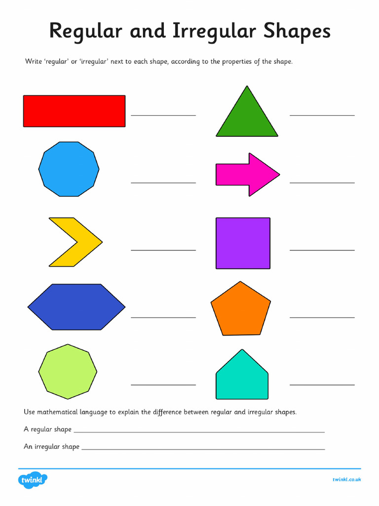 T2 M 1282 Regular and Irregular Shapes Activity Sheet - Ver - 2 | PDF