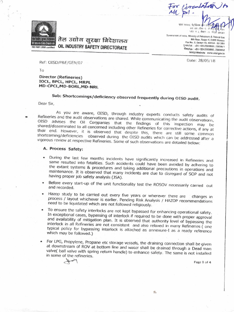 OISD Guidelines For BA Set | PDF