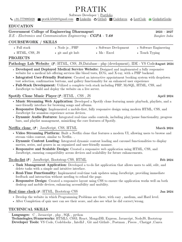 Pratik Resume | PDF
