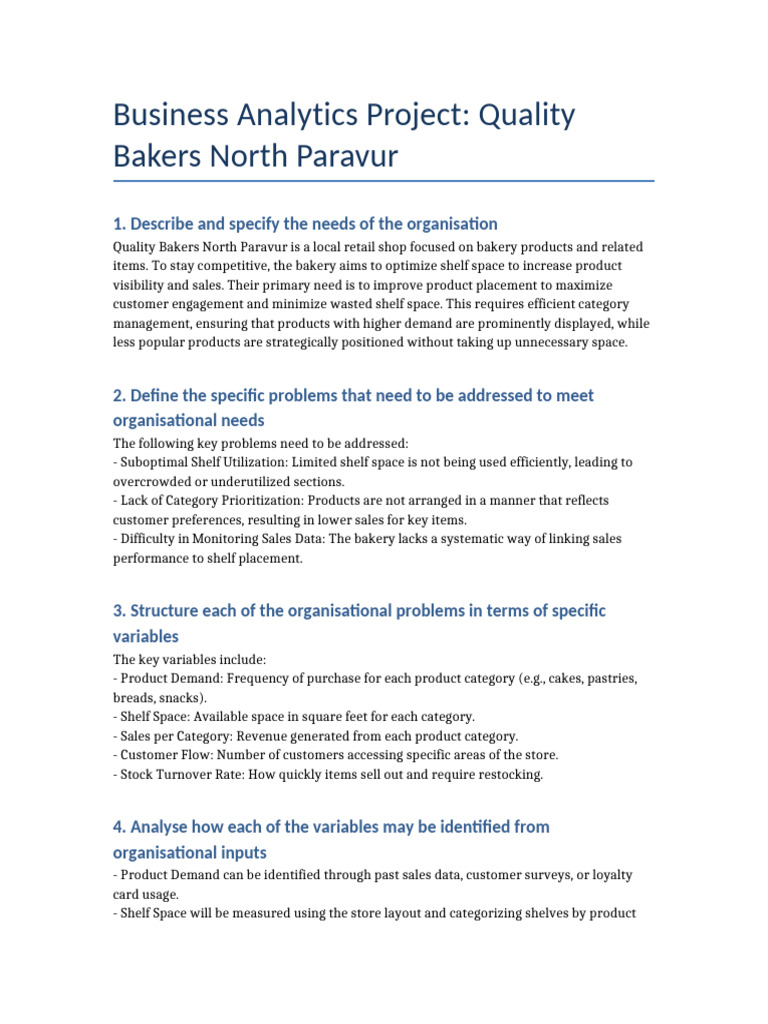 Business Analytics Project Quality Bakers | PDF