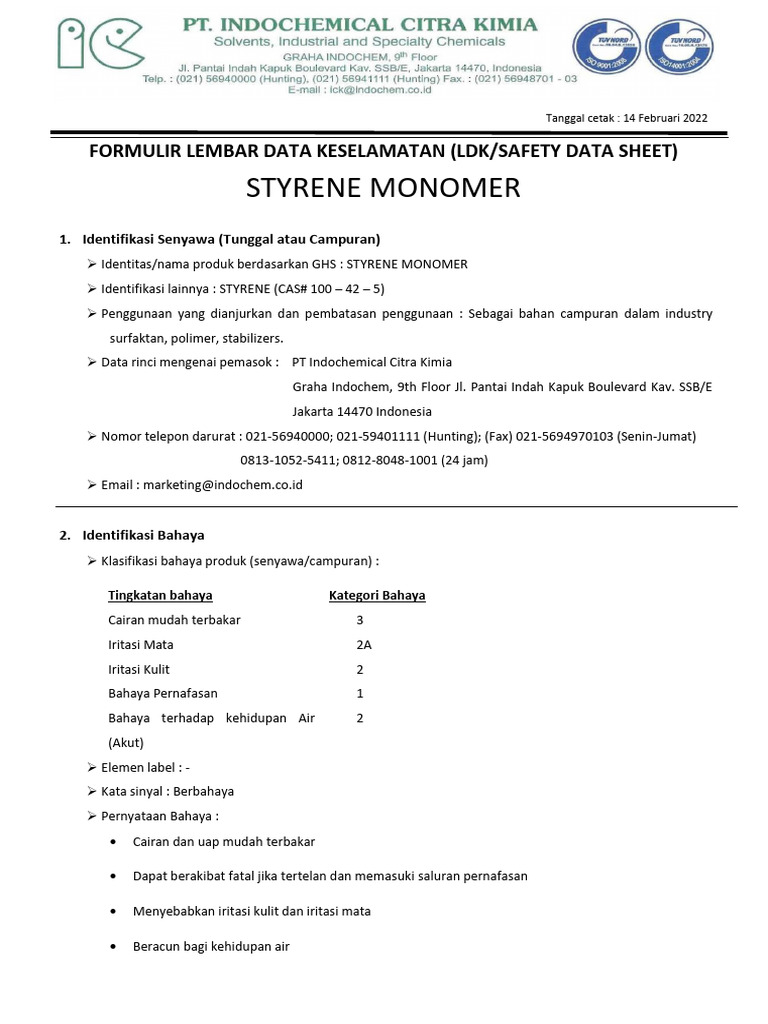 A301 - Styrene Monomer ICK - 2022 | PDF