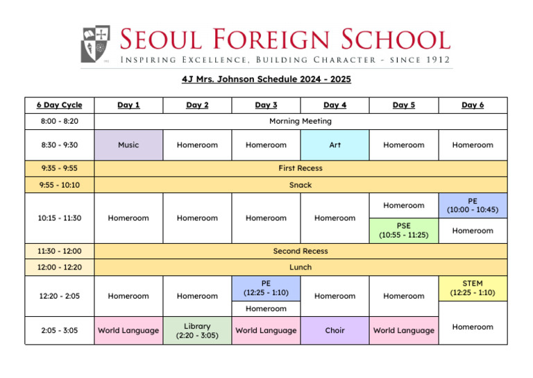 4J 2024-25 Schedule External | PDF