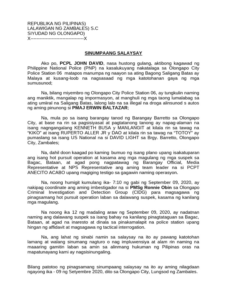 Affidavit of Police | PDF