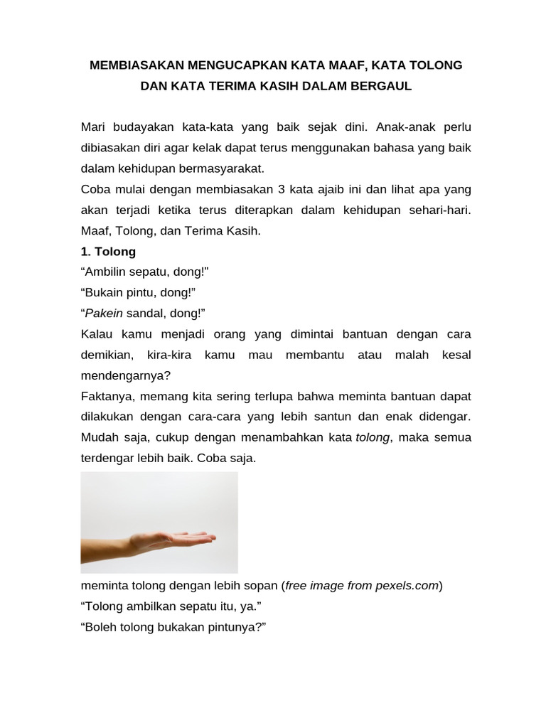 Modul Bahan Ajar BK Materi 15 - Membiasakan Mengucapkan Kata Maaf, Kata Tolong Dan Kata Terima ...