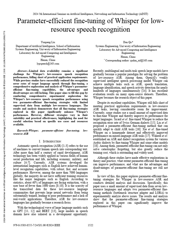 Whisper Tuning for Low-Resource ASR | PDF | Speech Recognition | Cognition