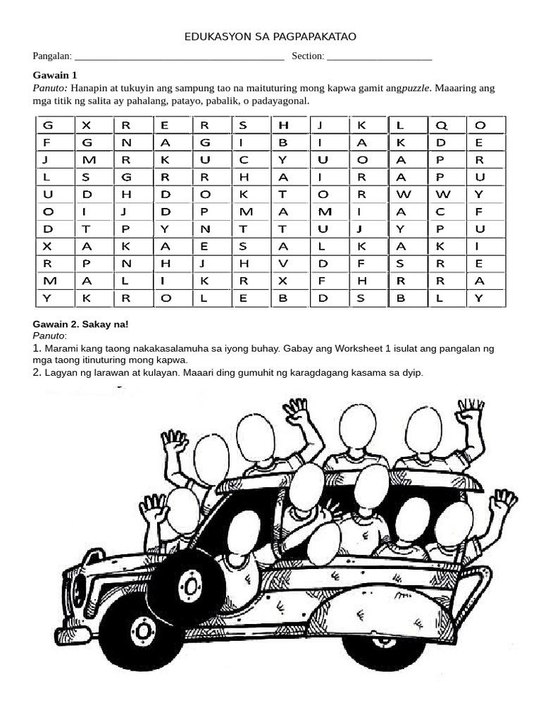 EDUKASYON SA PAGPAPAKATAO Activity | PDF