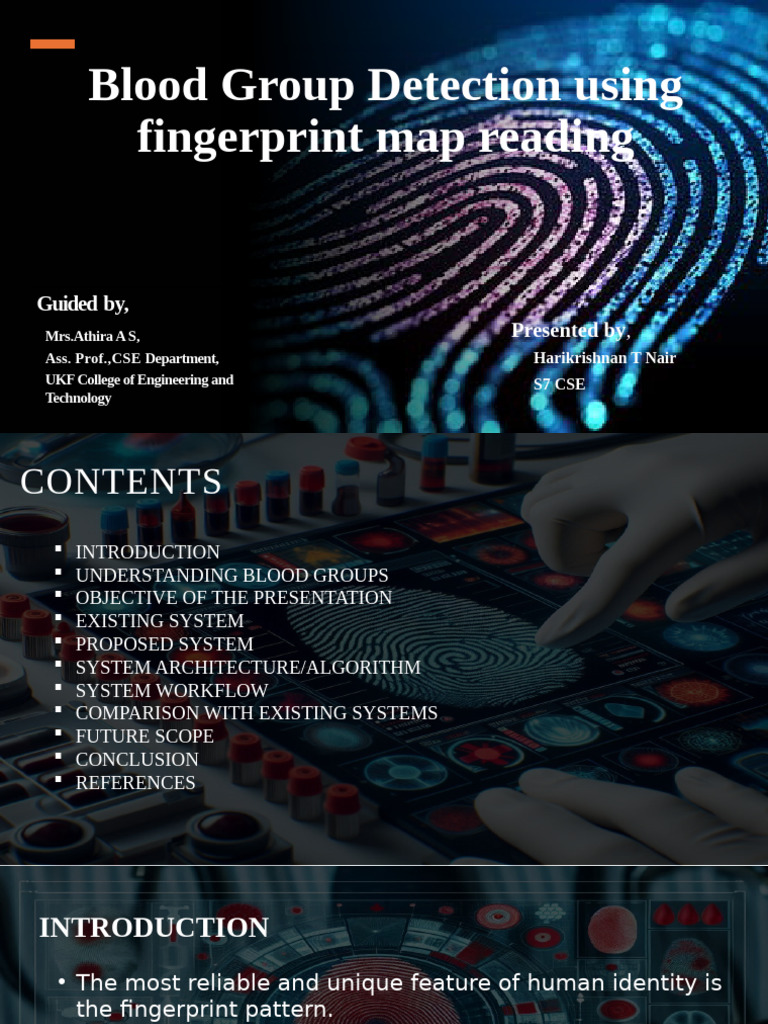 Blood Group Detection Using Fingerprint Map Reading: Guided By | PDF