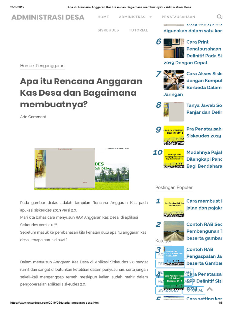 Apa Itu Rencana Anggaran Kas Desa Dan Bagaimana Membuatnya - Administrasi Desa | PDF