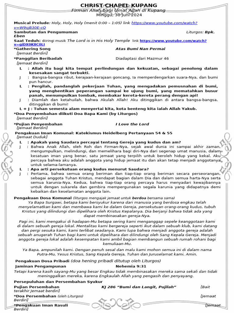 Liturgi CCKu 063024 | PDF