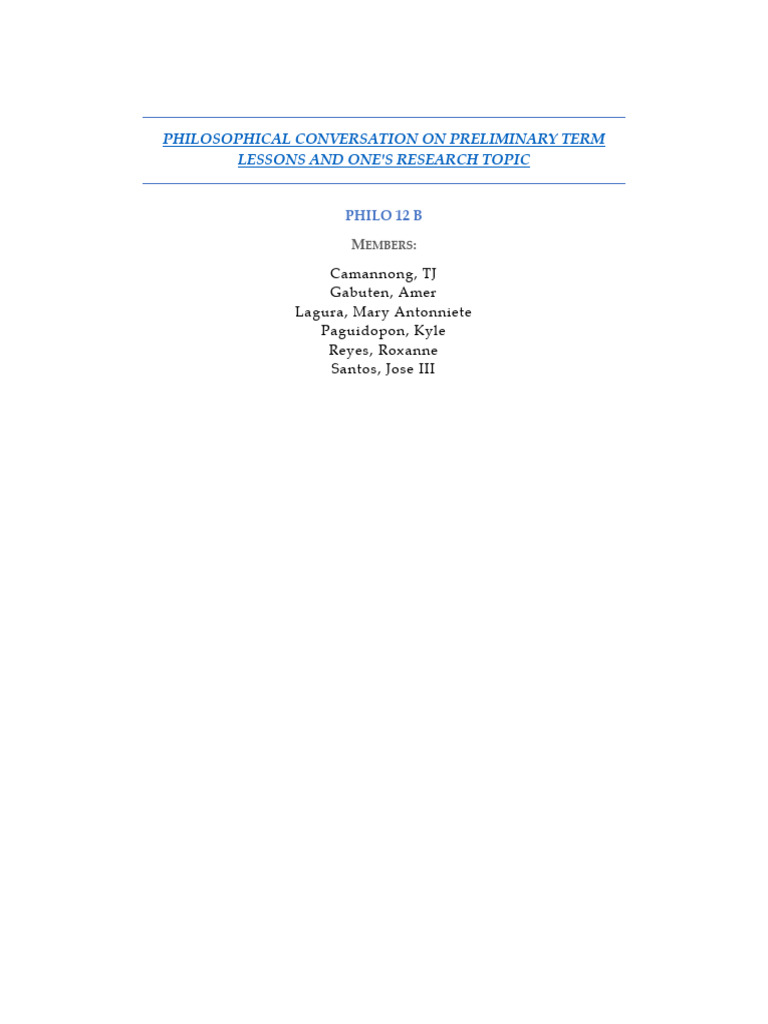 Philo 12 B Philosophical Conversation | PDF