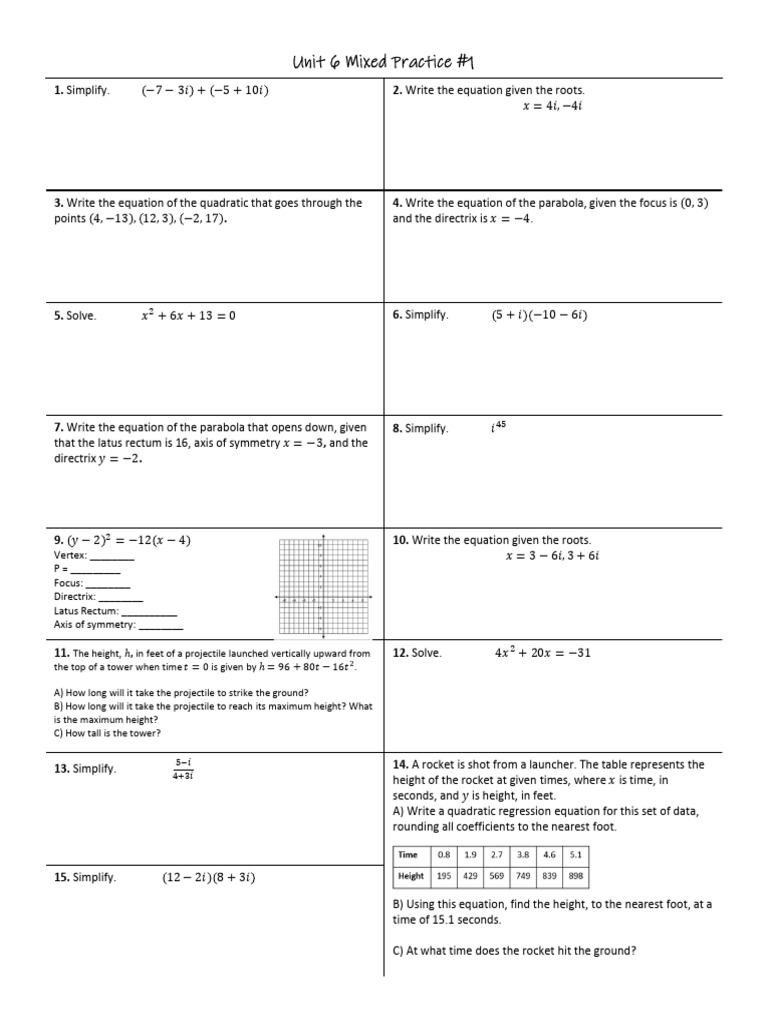 Unit 6 Mixed Practice | PDF | Analytic Geometry | Teaching Methods & Materials