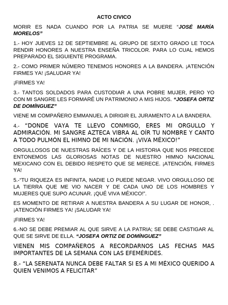 Acto Cívico 15 de Septiembre | PDF | Clásicos