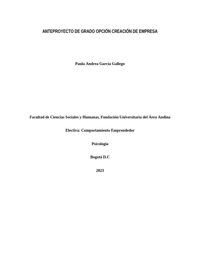 Ante Proyecto Electiva | PDF