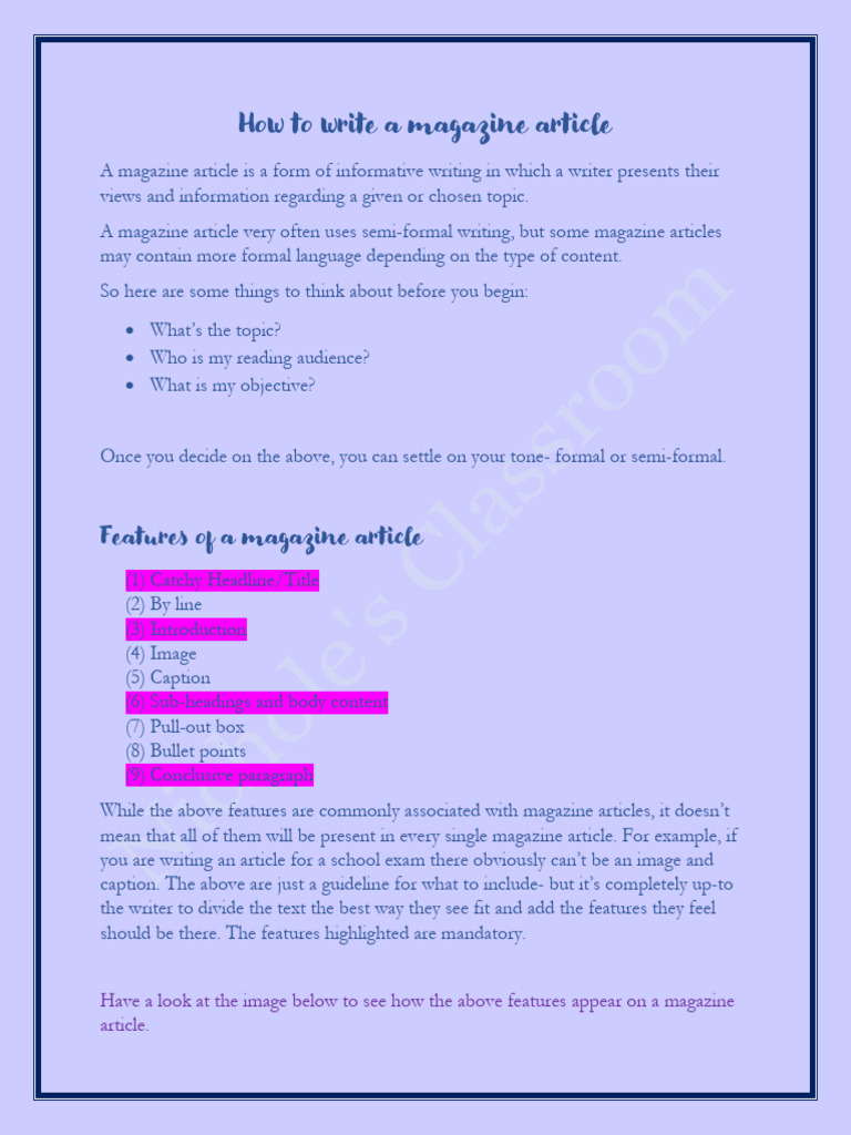 How To Write A Magazine Article | PDF