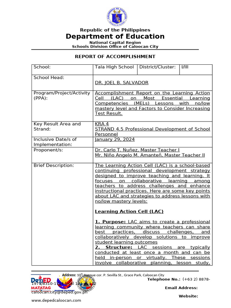 LAC Session Certification-MOVs | PDF | Educational Assessment | Career & Growth