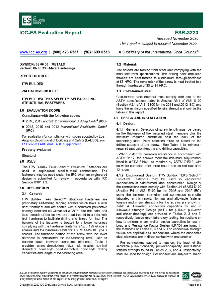 Esr 3223 Itw Buildex | PDF
