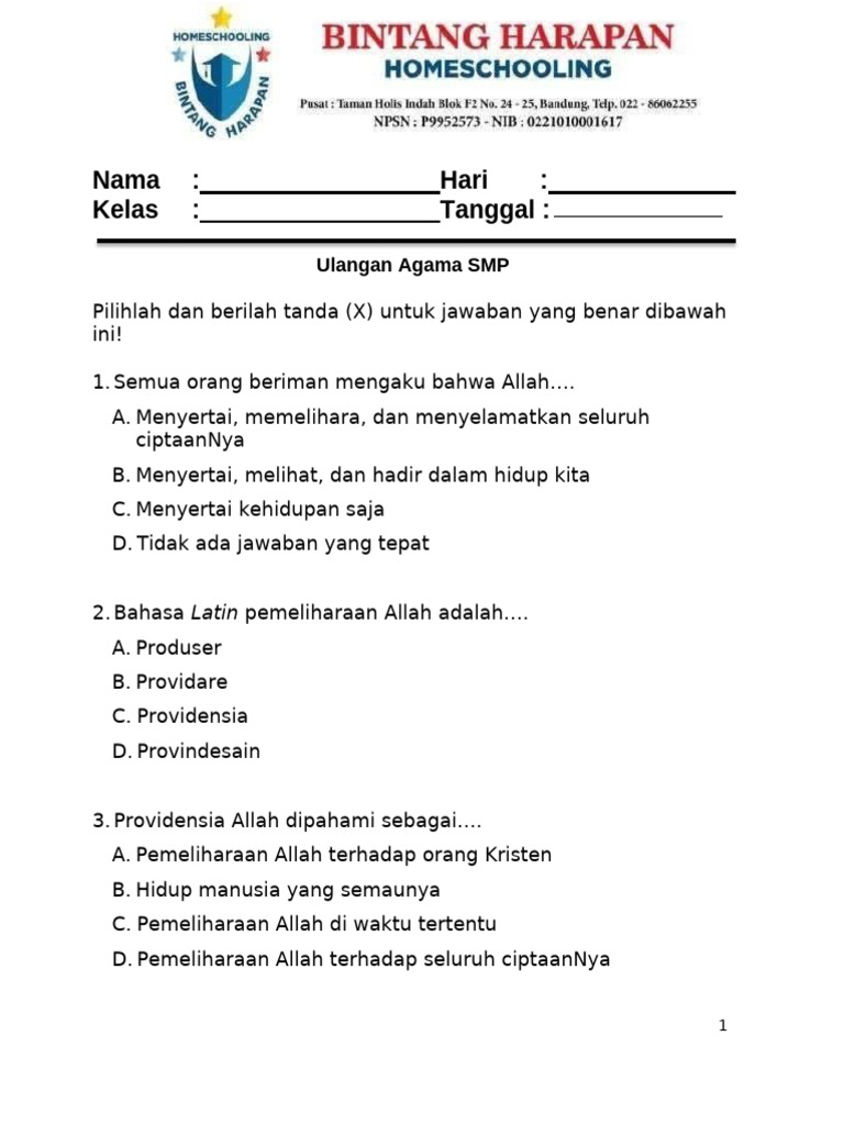 Ulangan Agama Kevin Dan Kenzi | PDF