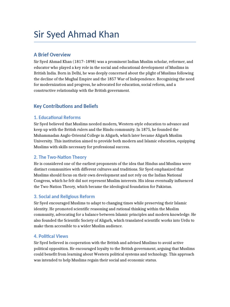 Sir Syed Ahmad Khan | PDF