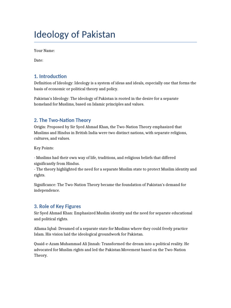 Ideology of Pakistan Assignment | PDF