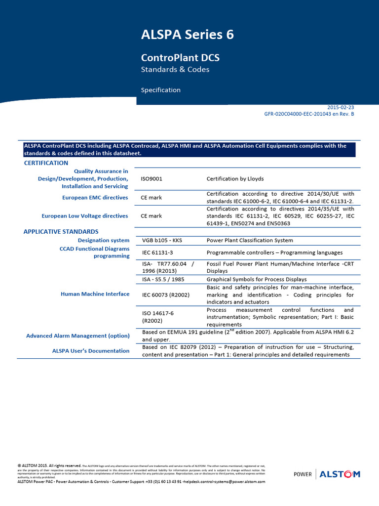 GFR-020C04000-EEC-201043-BALSPA ControPlant - DCS - Standards and Codes ...