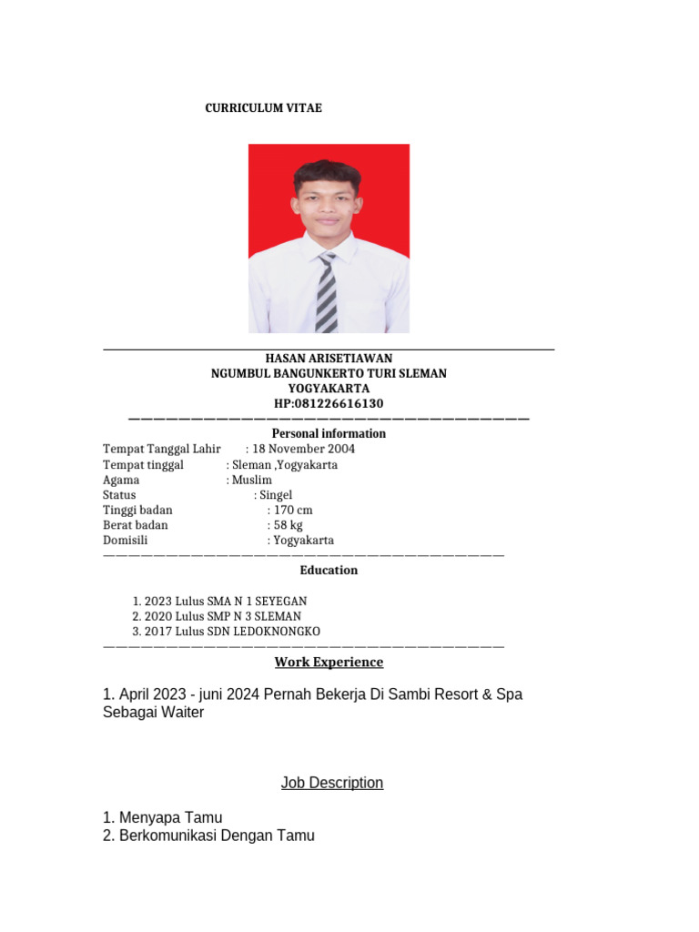 CURRICULUM VITAE Hasan | PDF