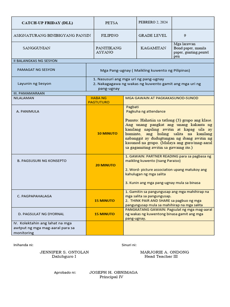 Filipino 9 Sibutad NHS | PDF