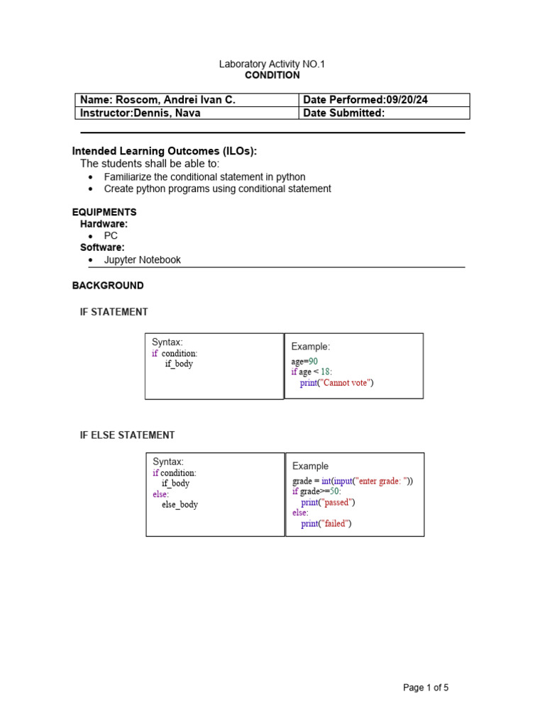 Lab-Activity-2-Conditional Roscom | PDF