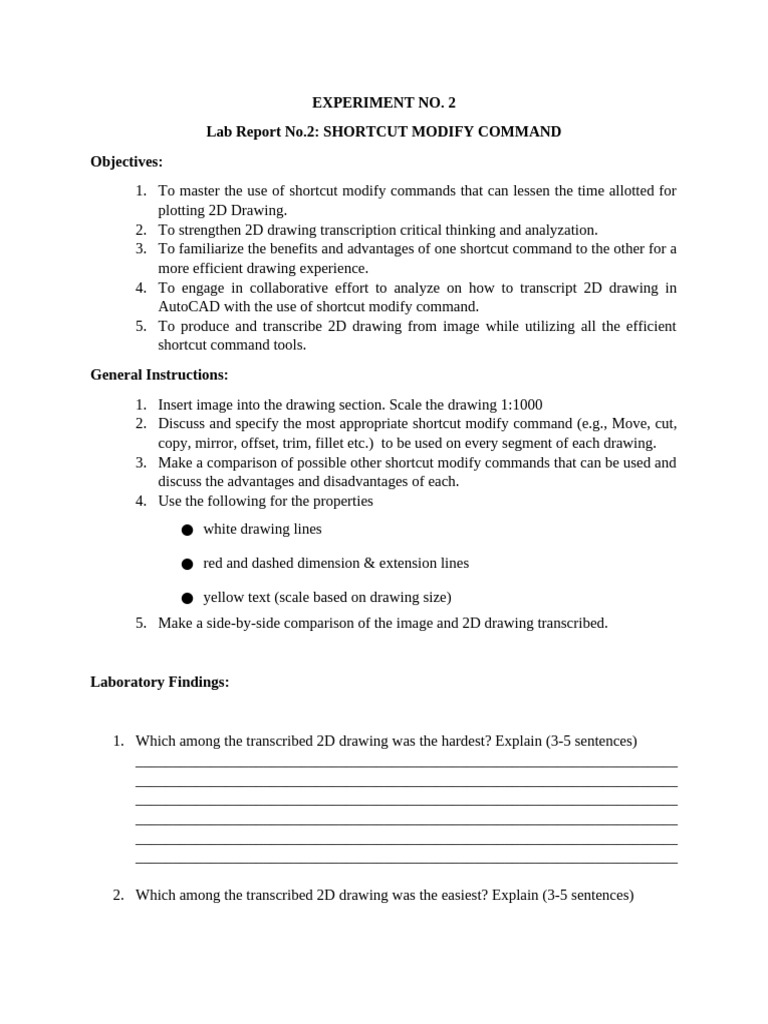 Autocad 2d Activity 2 Report 1 Pdf