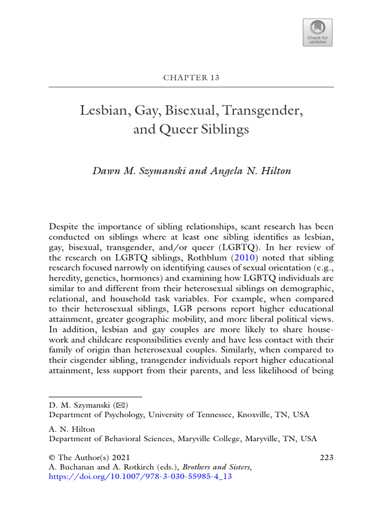 LGBTQSiblings Szymanski Hilton | PDF | LGBTQIA+ Studies | Lgbt