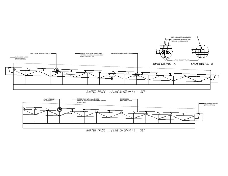Rafter Truss - 1 (Line Diagram) 4 - Set: Spot Detail - A Spot Detail - B | PDF