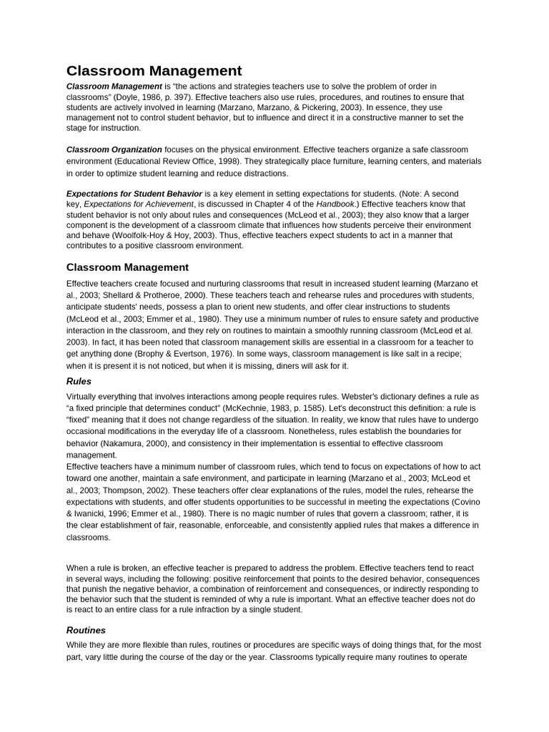 Classroom Management | PDF | Classroom Management | Behavior Modification