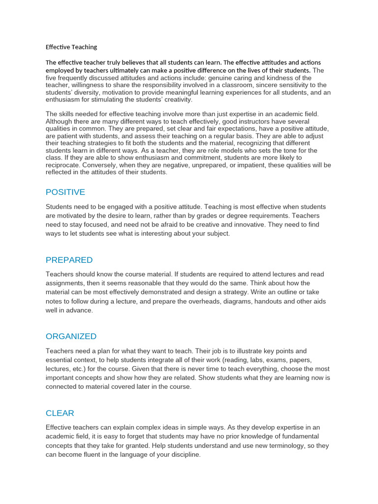 Effective Teaching | PDF