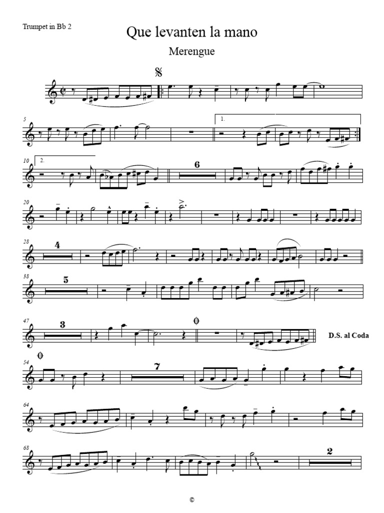 Que Levanten La Mano - Trumpet in BB 2 | PDF