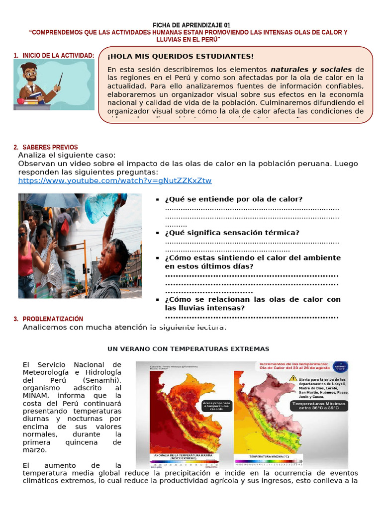 Ficha de Aprendizaje 1 - 4° | PDF