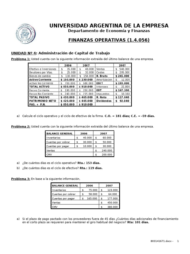 Finanzas - Operativas U4 Administración - de - Capital - de - Trabajo | PDF