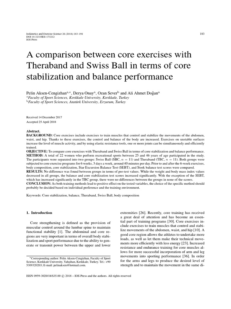 Outcome Measure For Dynamic Balance and Core Stability | PDF
