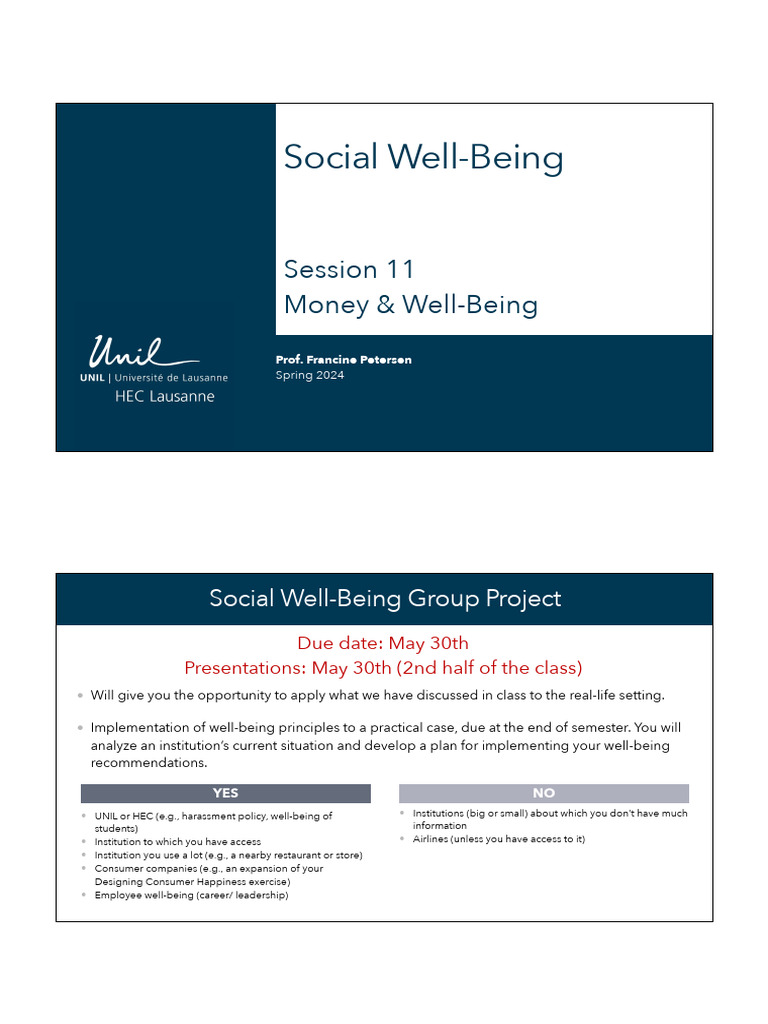SWB 11 (And 12) Money and Well-Being | PDF