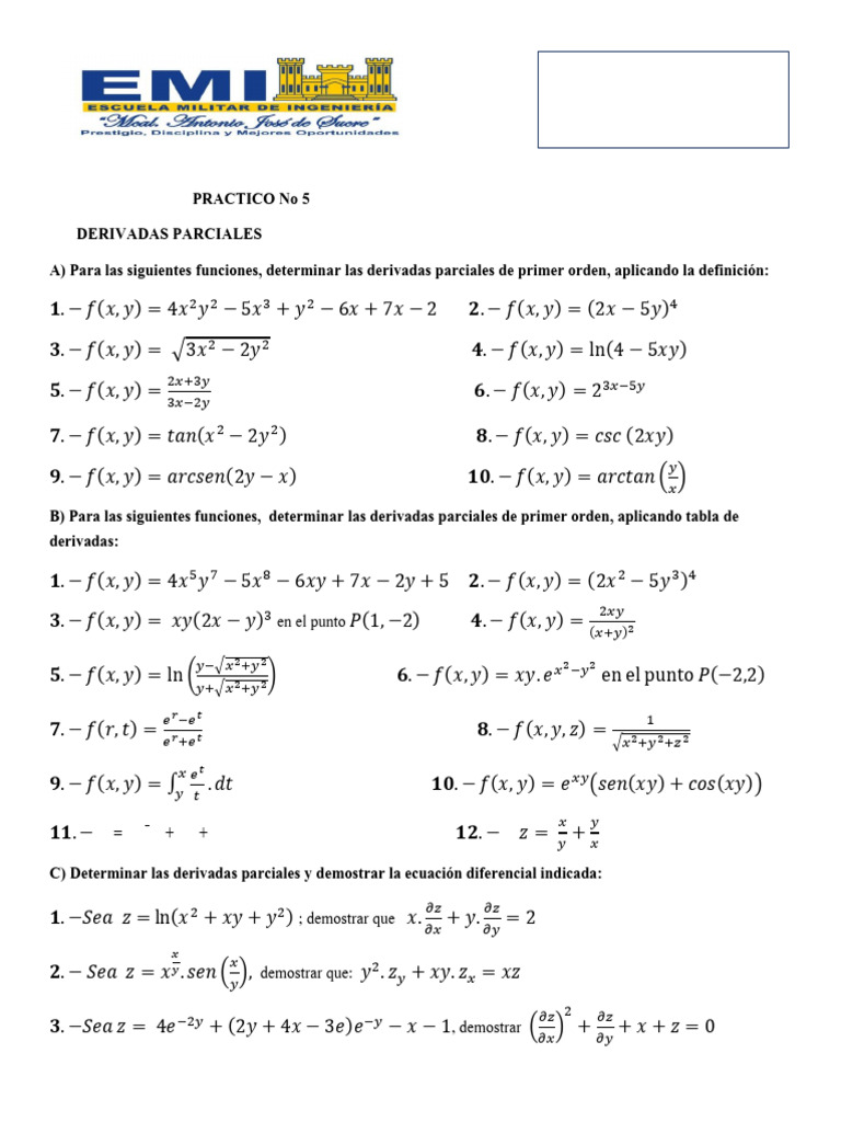 PDF Practico No 5,6 Cal II BAS II-24 DERIVADAS PARCIALES | PDF